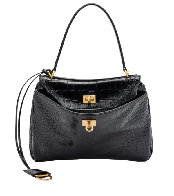 Balenciaga Rodeo Small Croc-effect Leather Tote Bag - Black