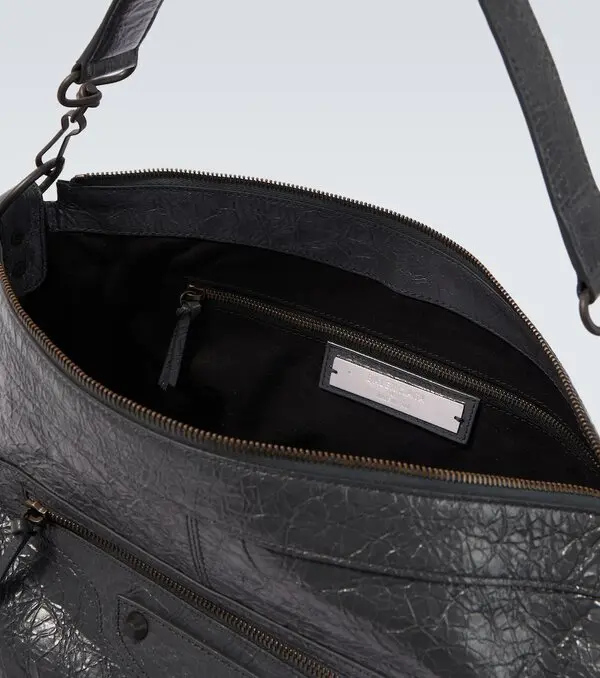 Balenciaga Le City Moto Medium Leather Shoulder Bag - Grey