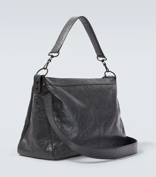 Balenciaga Le City Moto Medium Leather Shoulder Bag - Grey