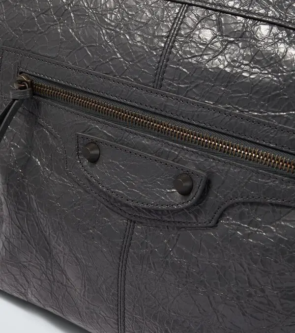 Balenciaga Le City Moto Medium Leather Shoulder Bag - Grey