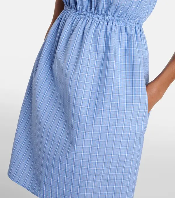 Miu Miu Checked Cotton Poplin Minidress - Blue