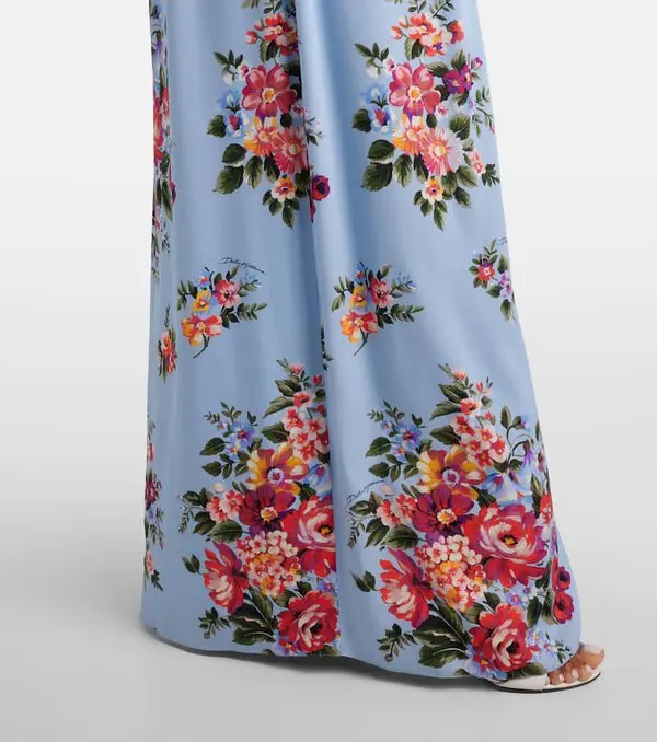 Dolce & Gabbana Floral Silk-blend Charmeuse Gown - Blue