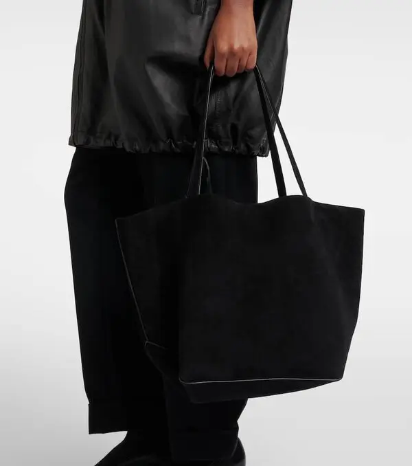THE ROW Park Three Edge Suede Tote Bag - Black