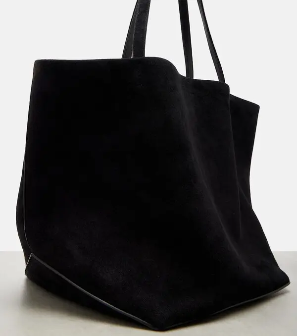 THE ROW Park Three Edge Suede Tote Bag - Black