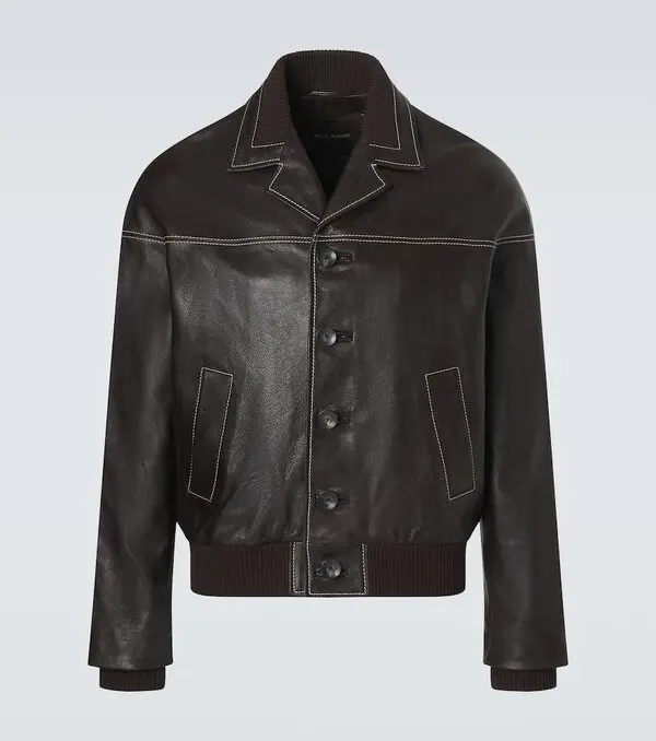 WALES BONNER Time Leather Jacket - Brown