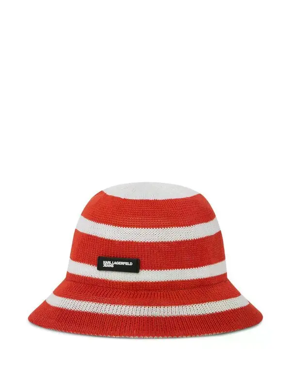 Karl Lagerfeld Striped Knitted Bucket Hat - Red