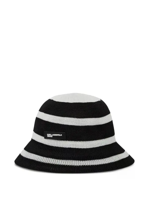 Karl Lagerfeld Striped Knitted Bucket Hat - Black