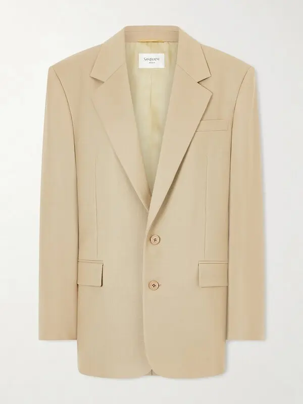 Saint Laurent Wool And Silk-blend Blazer - Neutrals