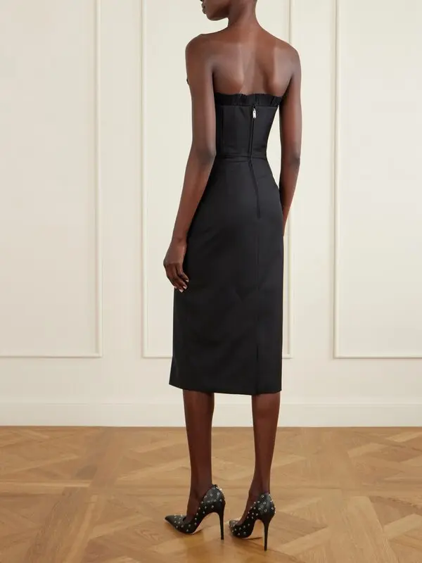 Alexander McQueen Strapless Ruffled Tulle-trimmed Wool Dress