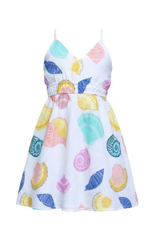 MIA BELLE GIRLS Sunshine Shells Sundress - White