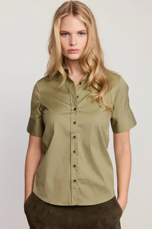 The Shirt By Rochelle Behrens Short Sleeve Shirt - Olive