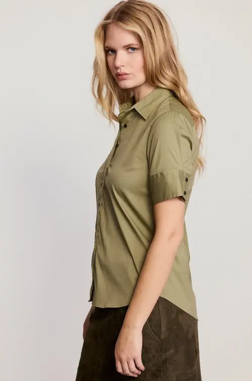 The Shirt By Rochelle Behrens Short Sleeve Shirt - Olive