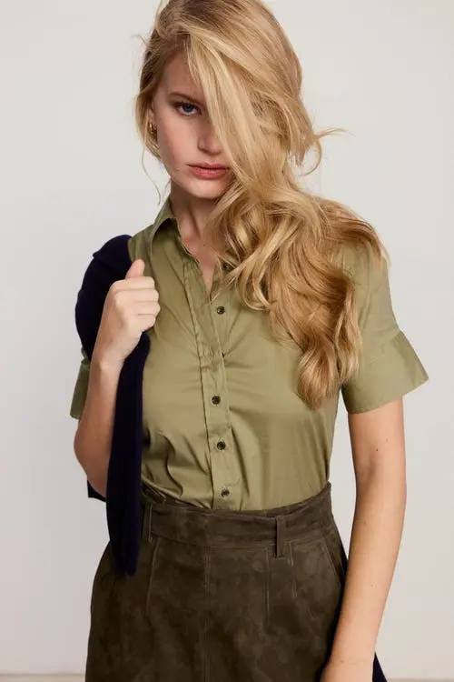 The Shirt By Rochelle Behrens Short Sleeve Shirt - Olive