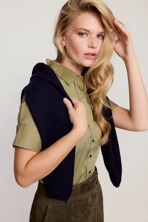 The Shirt By Rochelle Behrens Short Sleeve Shirt - Olive