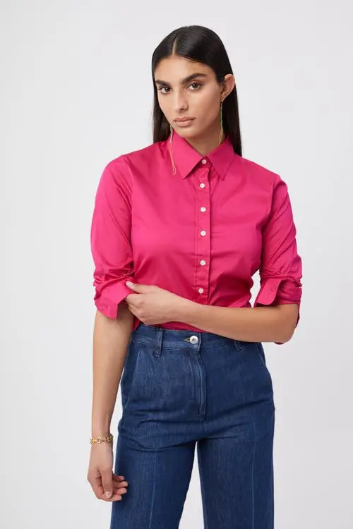 The Shirt By Rochelle Behrens The Icon Fitted Shirt - Fuchsia
