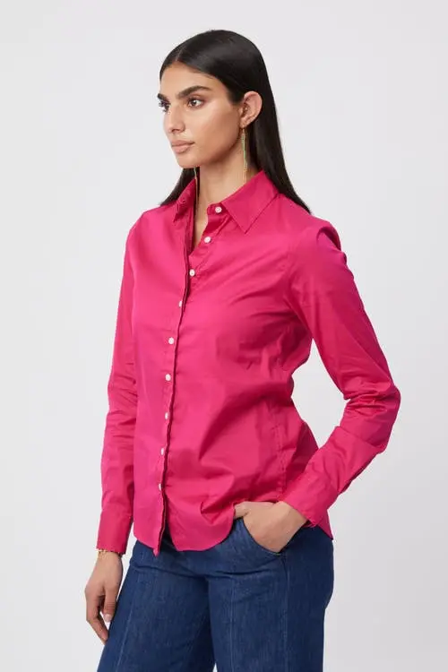 The Shirt By Rochelle Behrens The Icon Fitted Shirt - Fuchsia