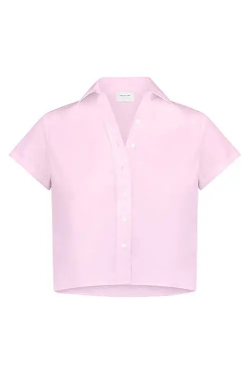 The Shirt By Rochelle Behrens Boxy Cropped Short Sleeve Shirt