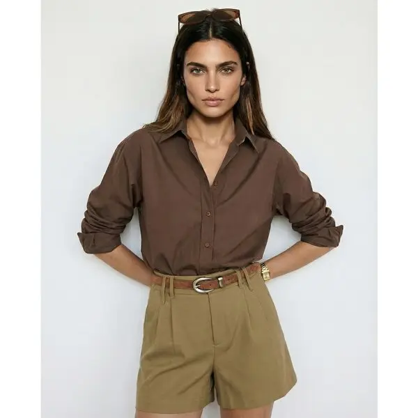 The Shirt By Rochelle Behrens The Boyfriend Shirt - Brown