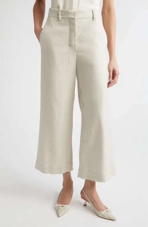 Max Mara Abissi Stretch Linen & Cotton Wide Leg Ankle Pants - Ivory