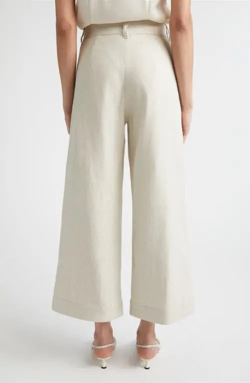 Max Mara Abissi Stretch Linen & Cotton Wide Leg Ankle Pants - Ivory