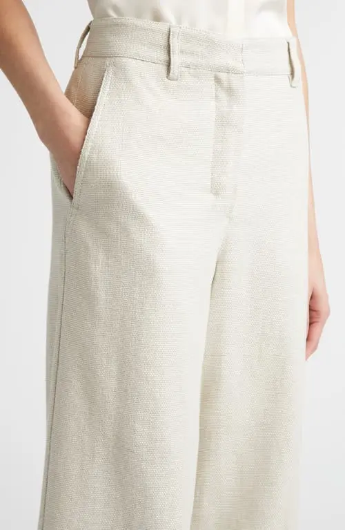 Max Mara Abissi Stretch Linen & Cotton Wide Leg Ankle Pants - Ivory