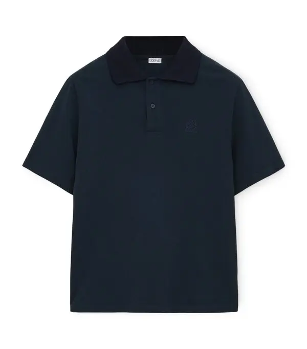 Loewe Cotton-blend Anagram Polo Shirt - Navy