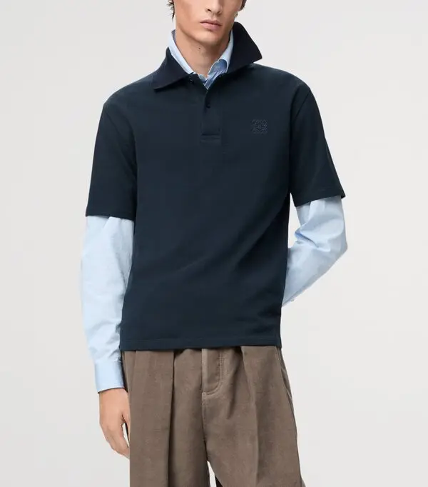 Loewe Cotton-blend Anagram Polo Shirt - Navy