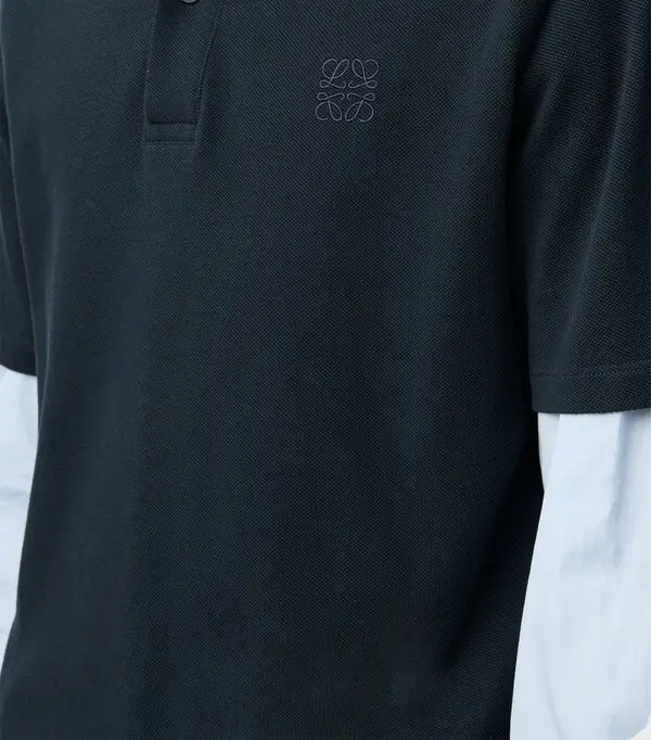 Loewe Cotton-blend Anagram Polo Shirt - Navy