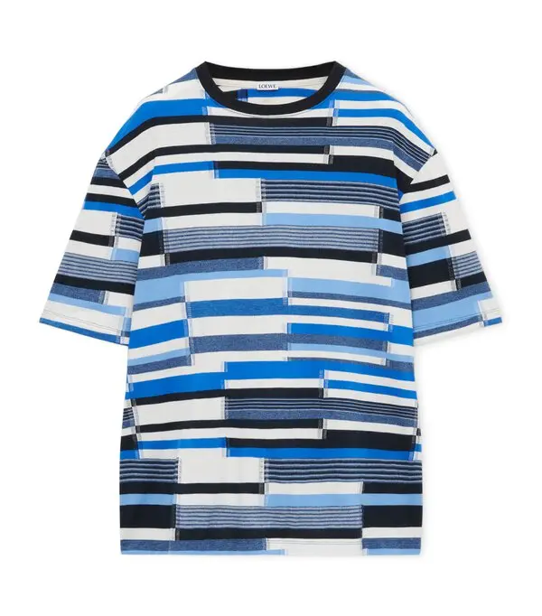 Loewe Cotton-blend Geometric T-shirt - Navy