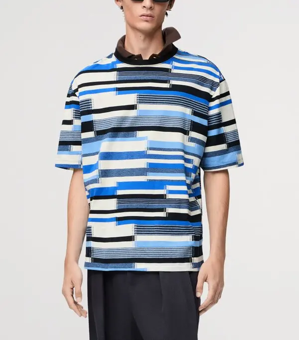 Loewe Cotton-blend Geometric T-shirt - Navy
