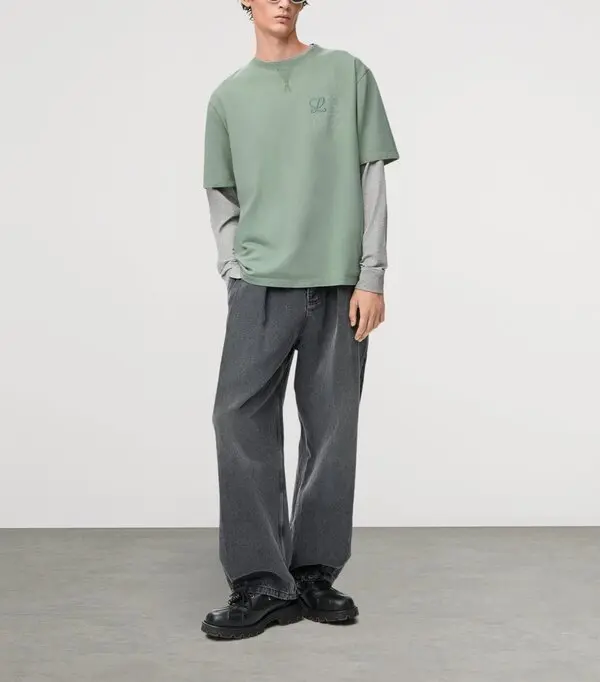 Loewe Cotton-blend Anagram T-shirt - Green