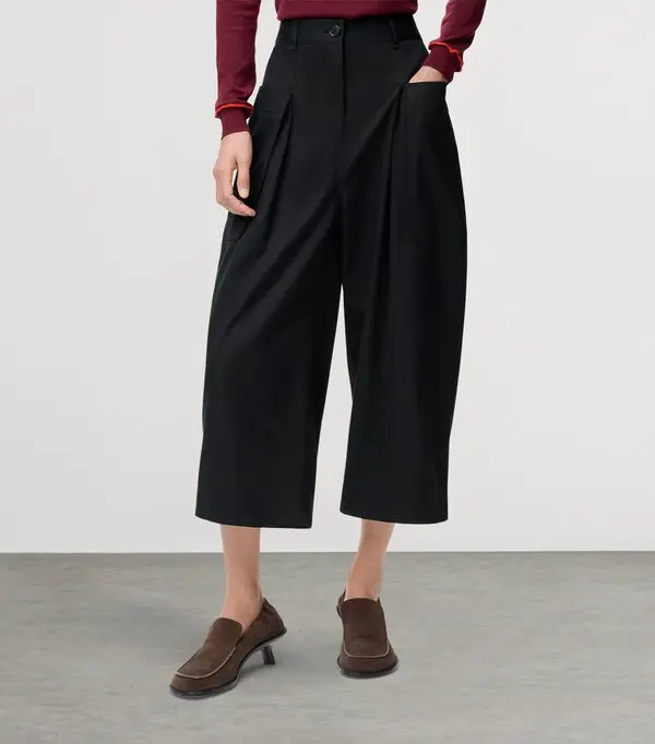 Loewe Cotton-silk Gabardine Cropped Trousers - Black