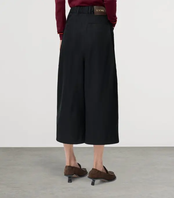 Loewe Cotton-silk Gabardine Cropped Trousers - Black