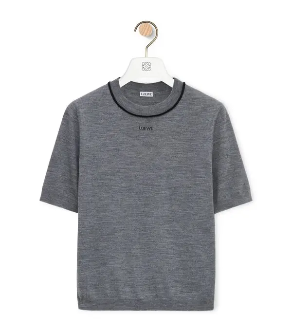 Loewe Wool Short-sleeve Logo Sweater - Grey