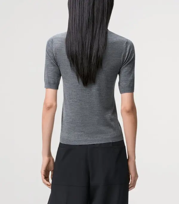 Loewe Wool Short-sleeve Logo Sweater - Grey