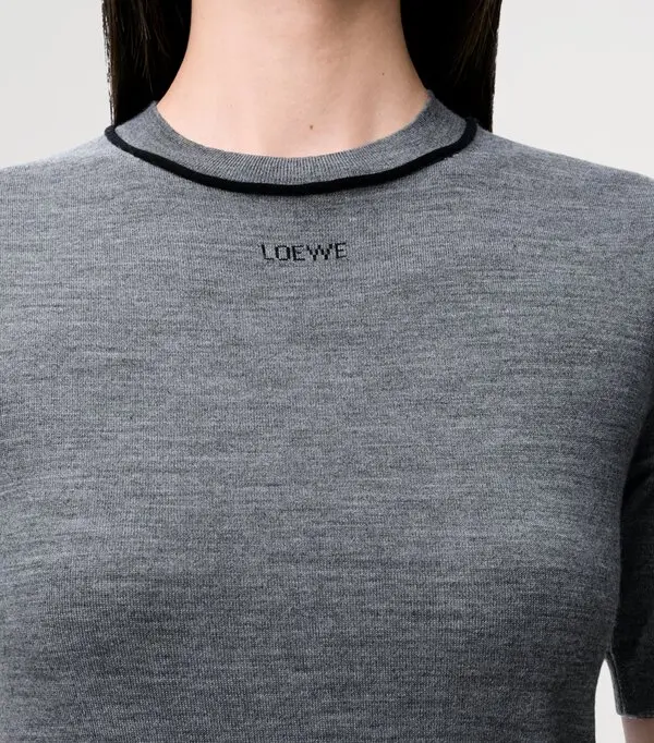 Loewe Wool Short-sleeve Logo Sweater - Grey