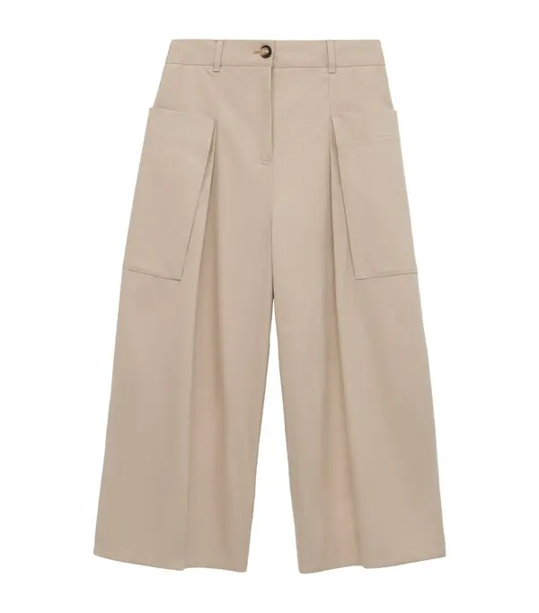 Loewe Cotton-silk Gabardine Cropped Trousers - Beige