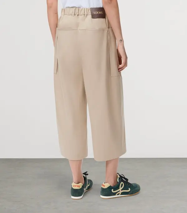Loewe Cotton-silk Gabardine Cropped Trousers - Beige