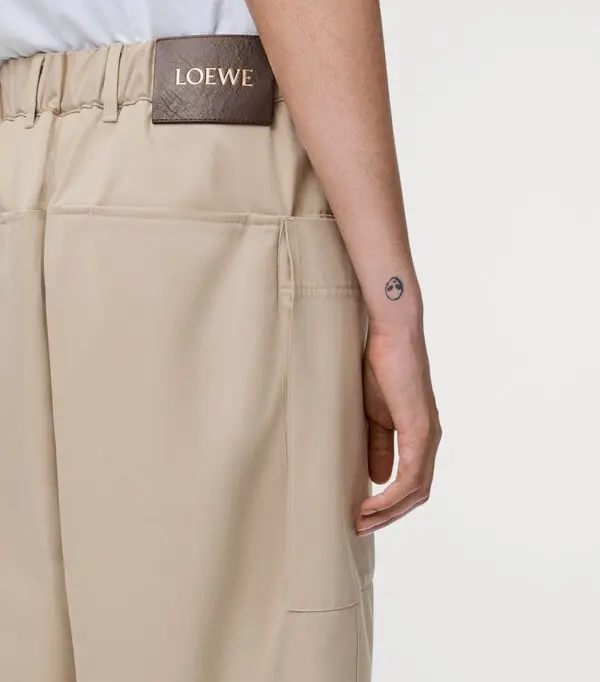 Loewe Cotton-silk Gabardine Cropped Trousers - Beige