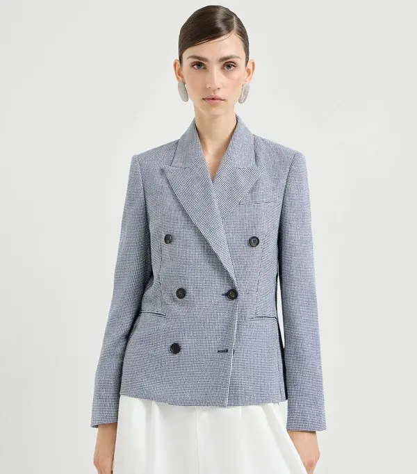 Brunello Cucinelli Houndstooth Double-breasted Blazer