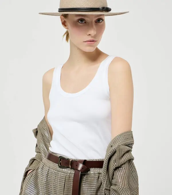 Brunello Cucinelli Stretch-cotton Ribbed Tank Top - White
