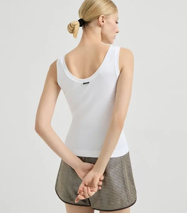 Brunello Cucinelli Stretch-cotton Ribbed Tank Top - White