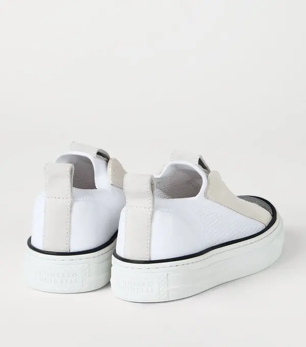 Brunello Cucinelli Knitted Suede-trim Sneakers