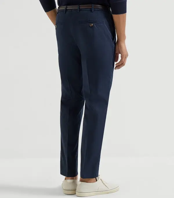 Brunello Cucinelli Pima Cotton Comfort Gabardine Trousers - Blue