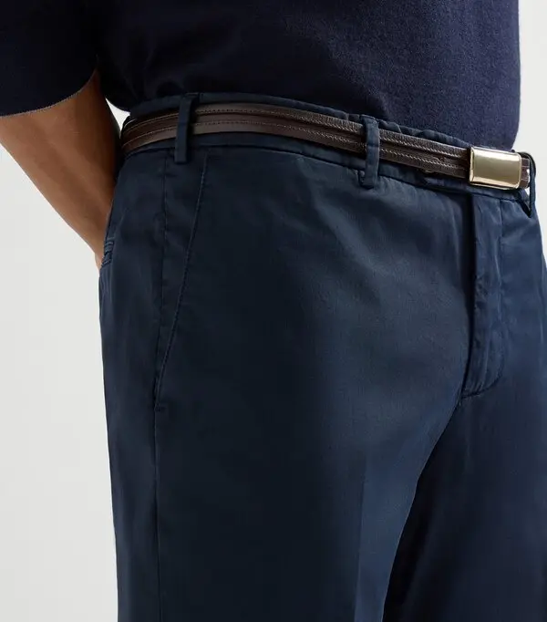 Brunello Cucinelli Pima Cotton Comfort Gabardine Trousers - Blue