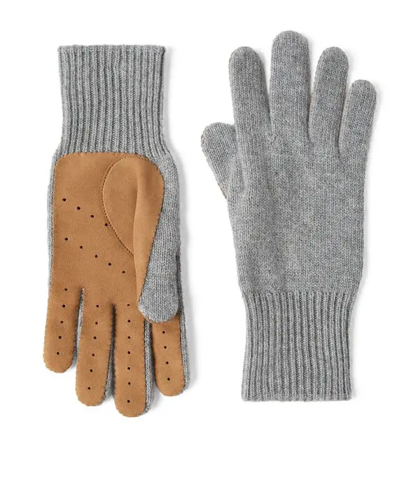 Brunello Cucinelli Cashmere And Suede Gloves - Grey