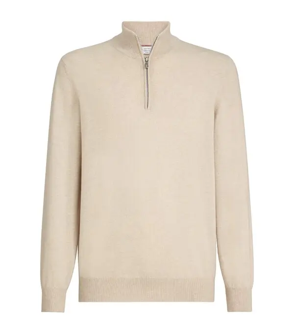 Brunello Cucinelli Cashmere Quarter-zip Sweater - Beige