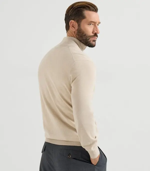 Brunello Cucinelli Cashmere Quarter-zip Sweater - Beige