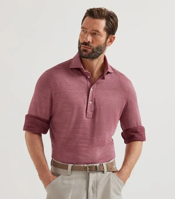 Brunello Cucinelli Linen-cotton Jersey Polo Shirt - Red