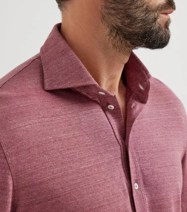 Brunello Cucinelli Linen-cotton Jersey Polo Shirt - Red